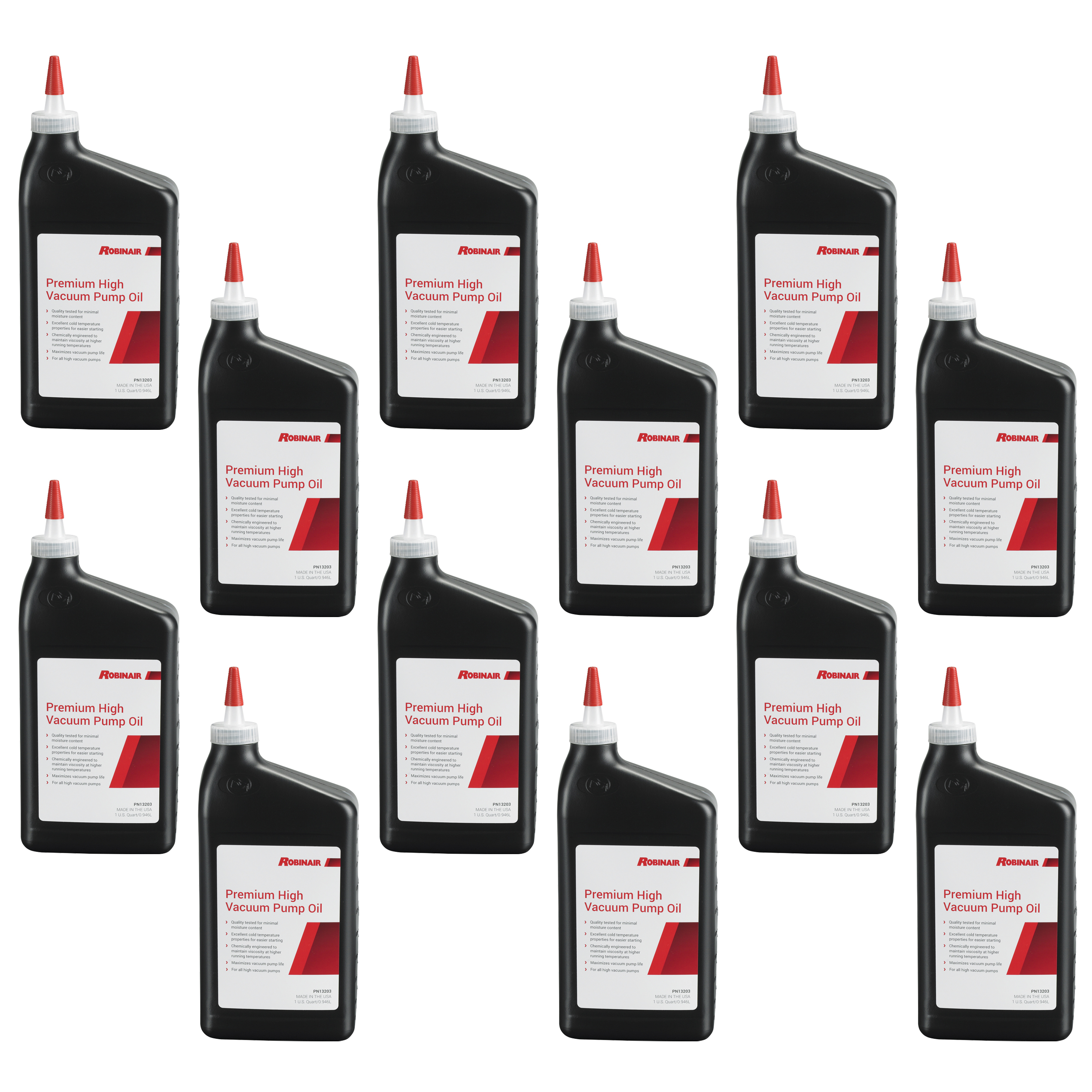 Premium High Vacuum Pump Oil, Quart Bottle (case of 12 bottles) | Robinair
