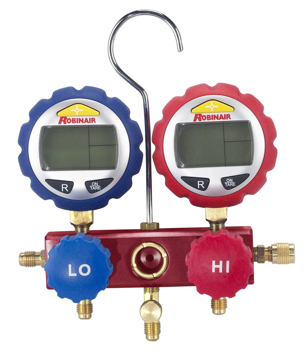 2-WAY ALUM MANIFOLD, DIGITAL GAUGES | Robinair